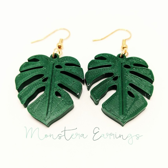 Crafted Artisan | Jewelry | Monstera Gold Accent Earrings | Poshmark